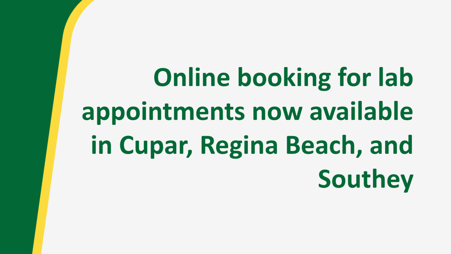 Online booking for lab appointments now available in Cupar, Regina ...